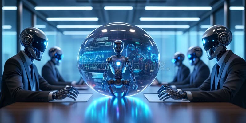 Robot Team Working in the Office instead Human, Future Technology ...