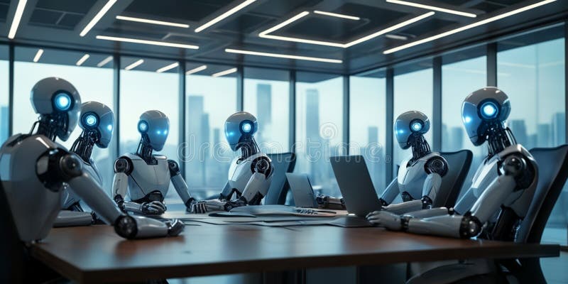 Robot Team Working in the Office instead Human, Future Technology ... Robot Team Working in the Office instead Human, Future Technology ...