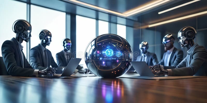 Robot Team Working in the Office instead Human, Future Technology ...