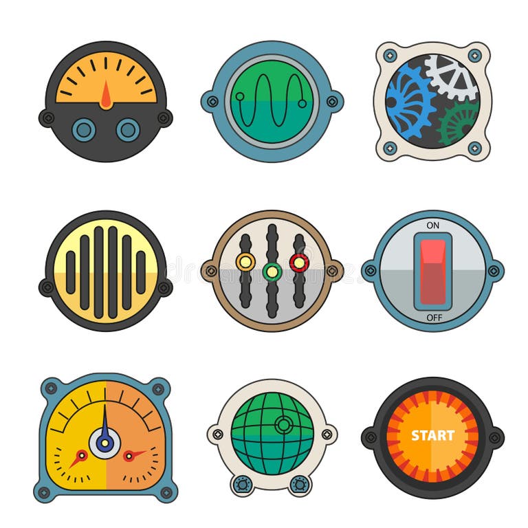 Robot Technical Colorful Meter Icon Stock Vector - Illustration of ...