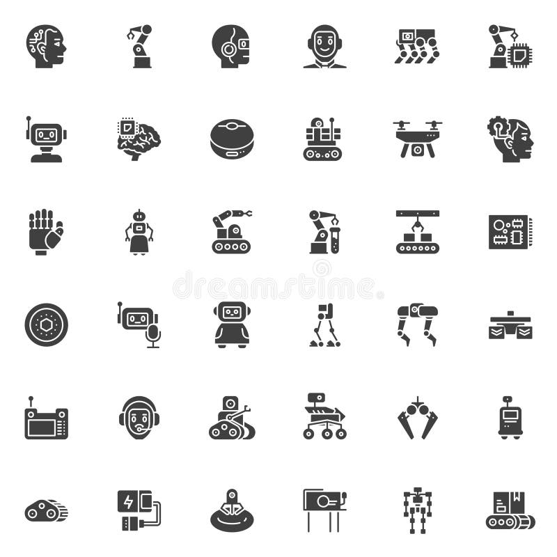 Robot Technology Vector Icons Set Stock Illustration - Illustration of ...