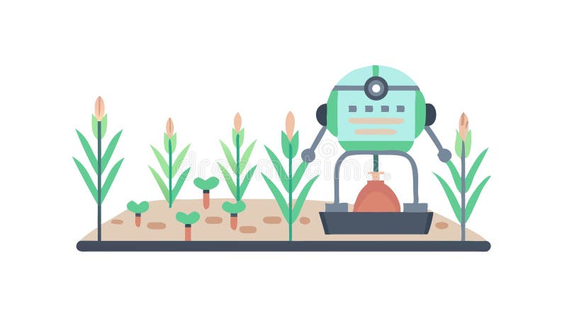 Robot Tending To Plants in a Controlled Environment, Vector Design ...