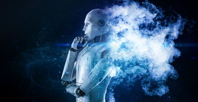 Robot think or compute stock image. Image of robotic - 183824455