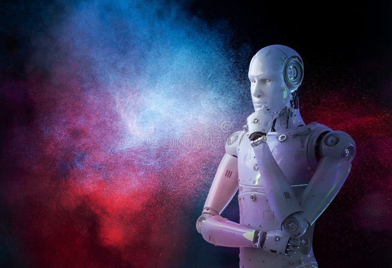 Robot think or compute stock illustration. Illustration of analysis ...