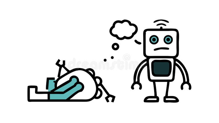 Robot Thinking AI Contemplation Artificial Intelligence, Vector Design ...