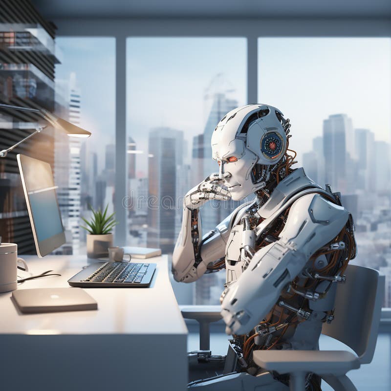 Robot thinking stock illustration. Illustration of rendering - 284649275