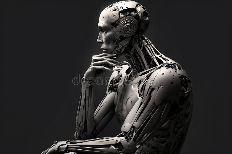 Robot Thinking about. Generative AI Stock Illustration - Illustration ...