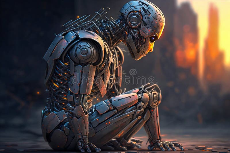 Robot Thinking about. Generative AI Stock Illustration - Illustration ...
