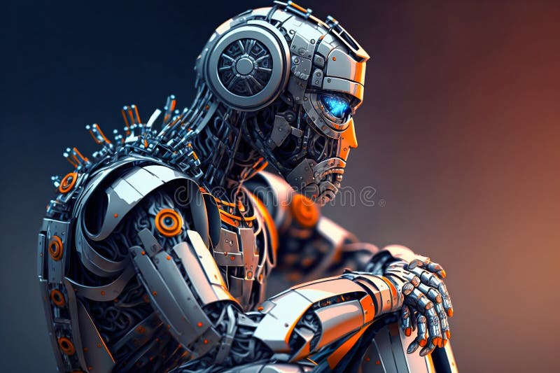 Robot Thinking about. Generative AI Stock Illustration - Illustration ...