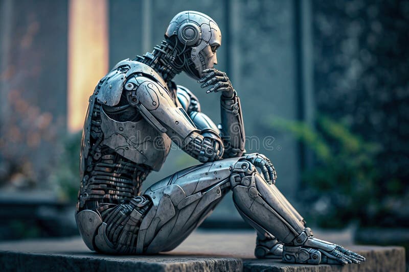 Robot Thinking about. Generative AI Stock Illustration - Illustration ...