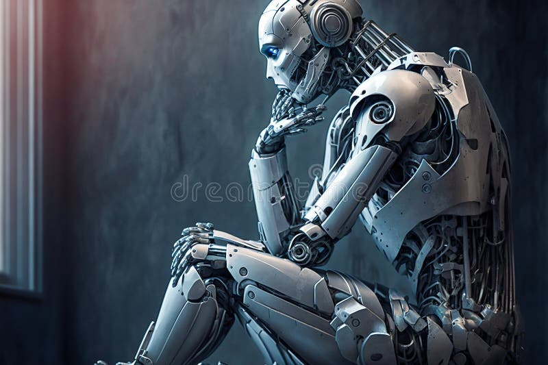 Robot Thinking about. Generative AI Stock Illustration - Illustration ...