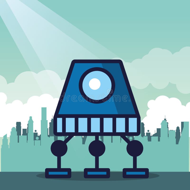 Robot with Three Feet Technology Isolated Icon Stock Vector ...