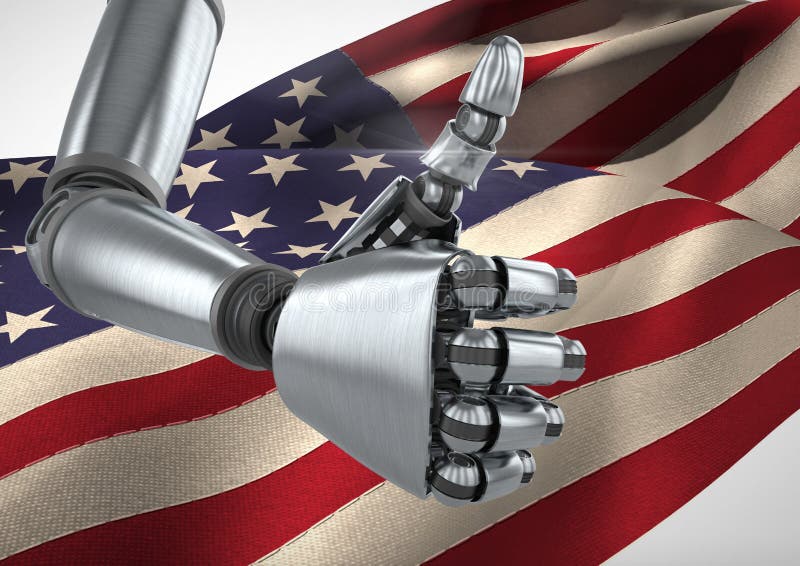 Robot with american flag stock illustration. Illustration of stars ...