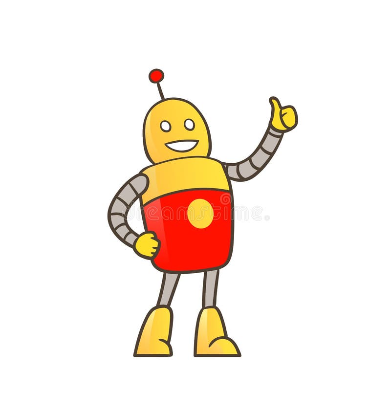 Robot thumbs up a house stock illustration. Illustration of computer ...