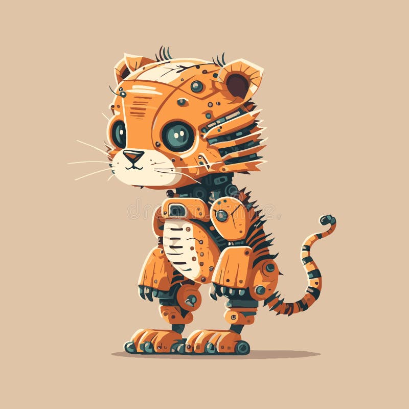 Robot Tiger Cyborg Machine Character Logo Mascot Vector Illustration ...