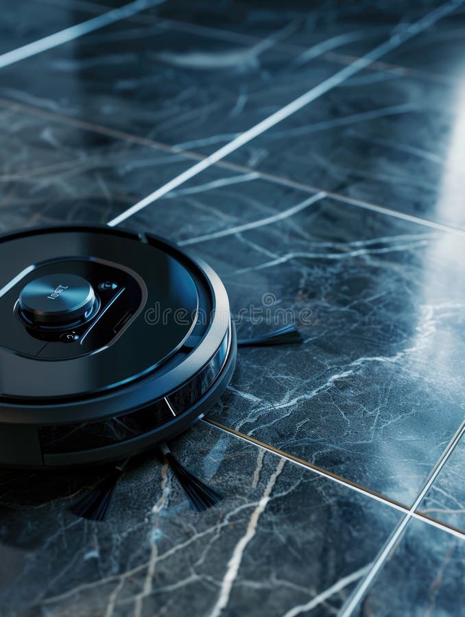Robot is on tile floor stock image. Image of vacuum - 374335221