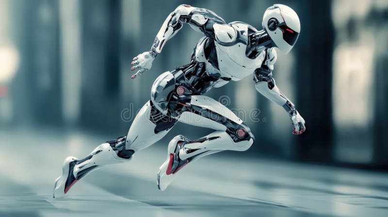 Robot on Tiled Floor stock photo. Image of design, generated - 370296196