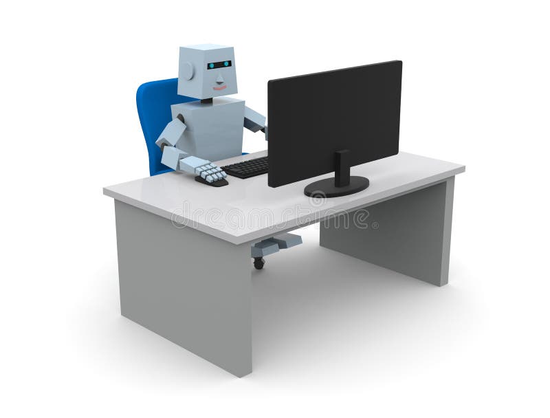 Robot to play computer stock illustration. Illustration of technology ...