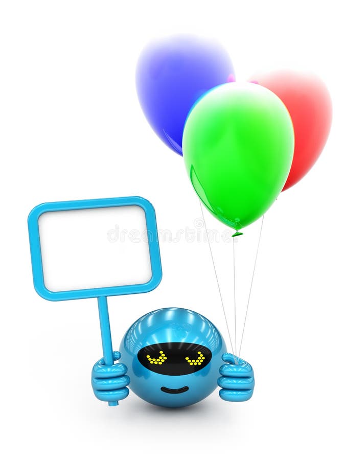 Robot-toy with balloons stock illustration. Illustration of birthday ...