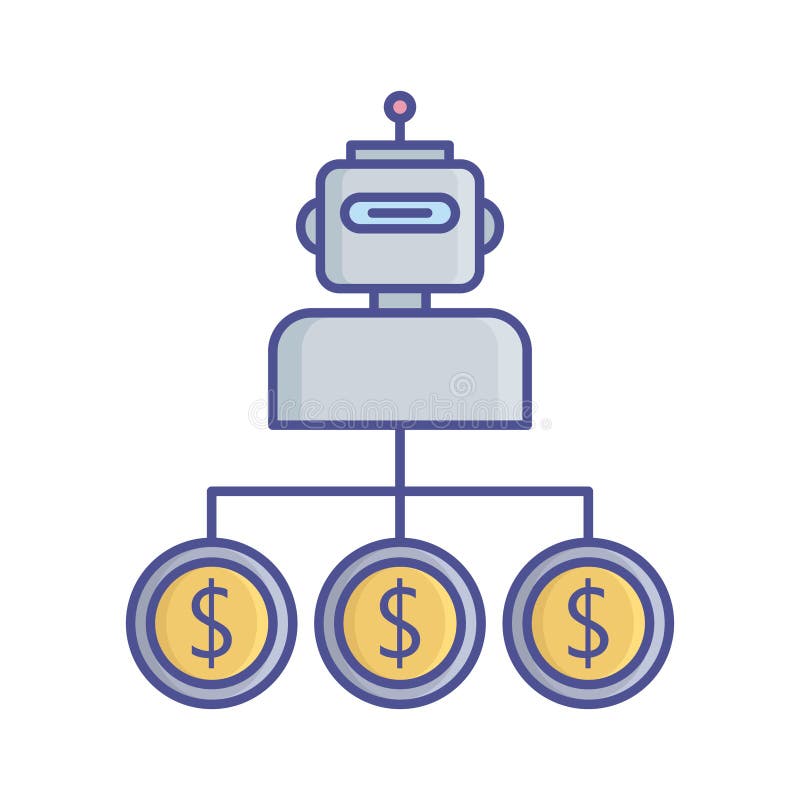 Robot Trading Flat Vector Icon Which Can Easily Modify or Edit ...