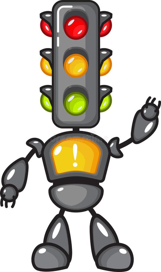Cool and Cute Character Traffic Light Robot Stock Vector - Illustration ...