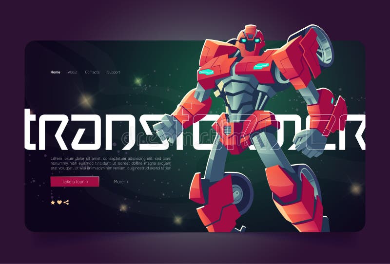 Red Robot Transformer and Car, Cartoon Illustration Stock Vector ...