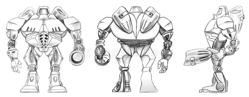 Robot transformer sketch stock illustration. Illustration of armor ...