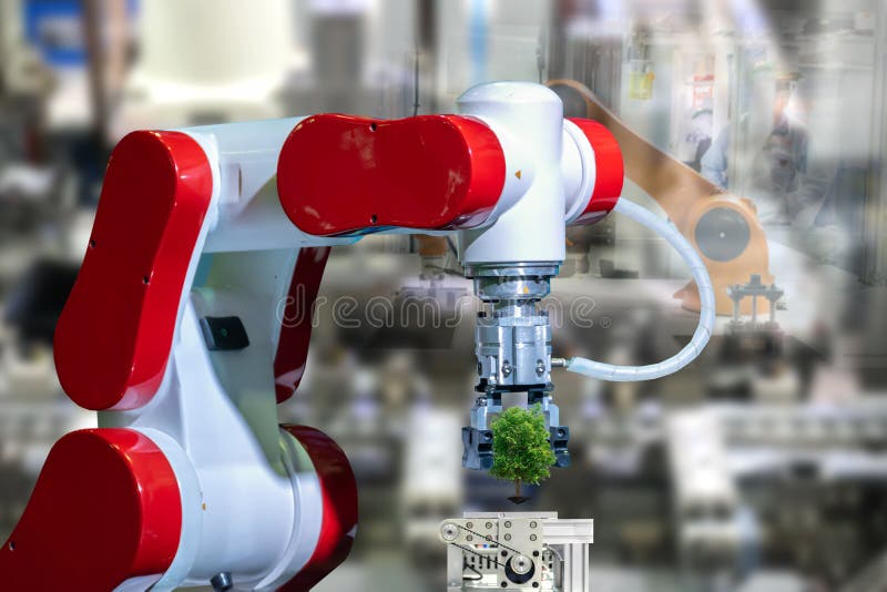Robot Tree Environmental Industrial Tree in the Arm Future Stock Photo ...