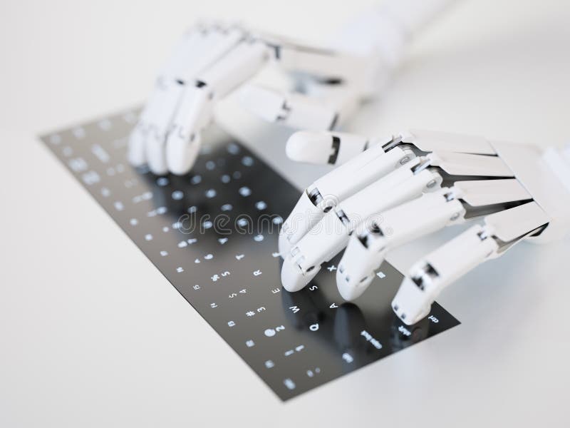 Robot typing on keyboard stock photo. Image of interface - 59390610