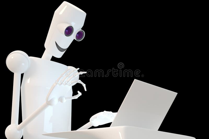 Robot Typing on the Computer Stock Illustration - Illustration of ...
