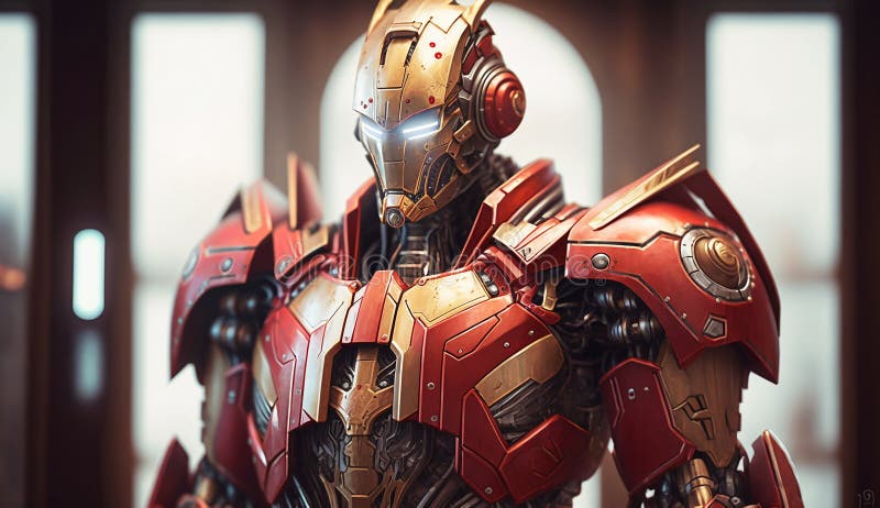 Robot Upper Body in Full Battle Armour Stock Illustration ...