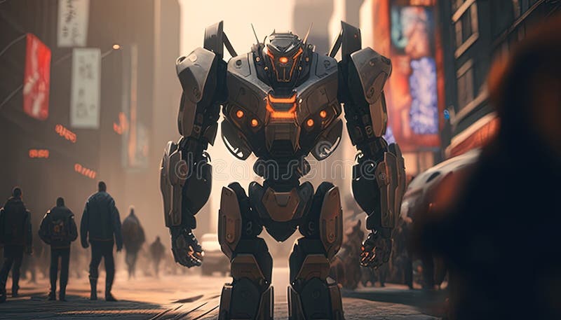 Robot Uprising Apocalypse Digital Art Illustration Generative Ai Stock Illustration