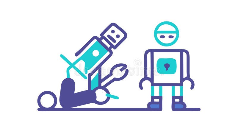 Robot with USB Drive, Data Transfer and AI, Vector Design Generative AI ...