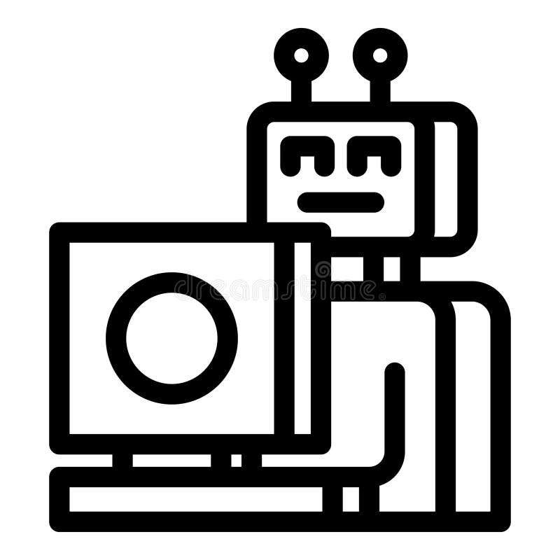 Robot Using Computer for Data Analysis and Machine Learning Stock ...