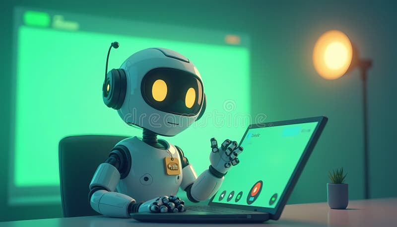 Robot Video Call stock illustration. Illustration of robot - 378931811