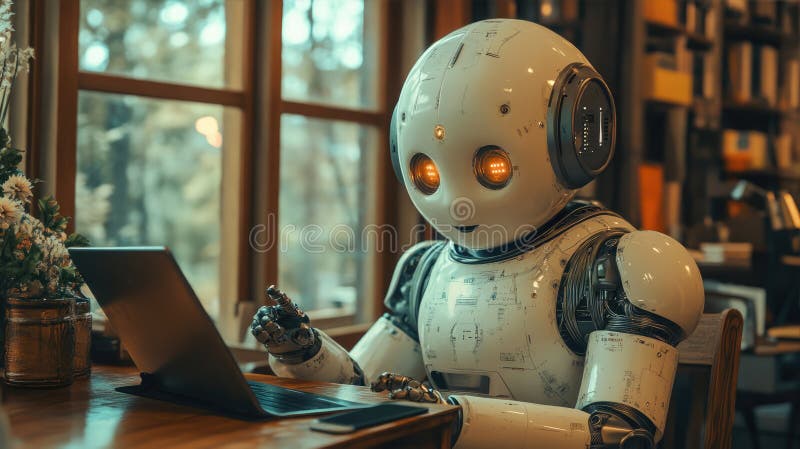 Robot Using Laptop Study Room Stock Photos - Free & Royalty-Free Stock ...