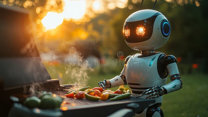 Robot Using Laptop on Table Stock Photo - Image of table, buttons ...