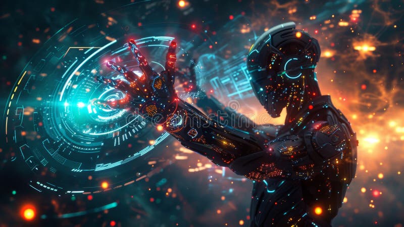 Robot Utilizing a Holographic Display with Dynamic Light Effects Stock ...