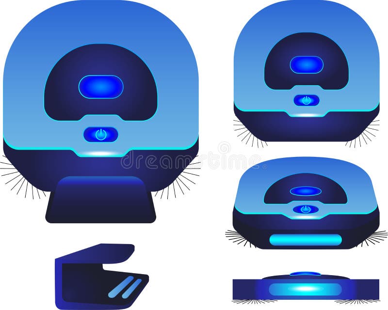 Robot Vacuum Cleaner. Blue Robot Vacuum Cleaner in Different Angles ...