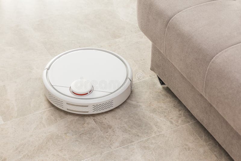 Robot Vacuum Cleaner Cleaning the Room Stock Photo - Image of vacuum ...