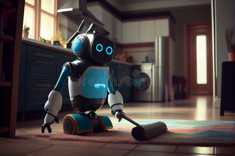 Robot with Vacuum Cleaner Doing Housework.generative Ai Stock ...