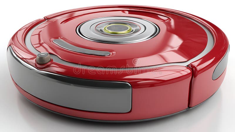 Robot Vacuum Cleaner with Glossy Finish and Visible Sensors on a White ...