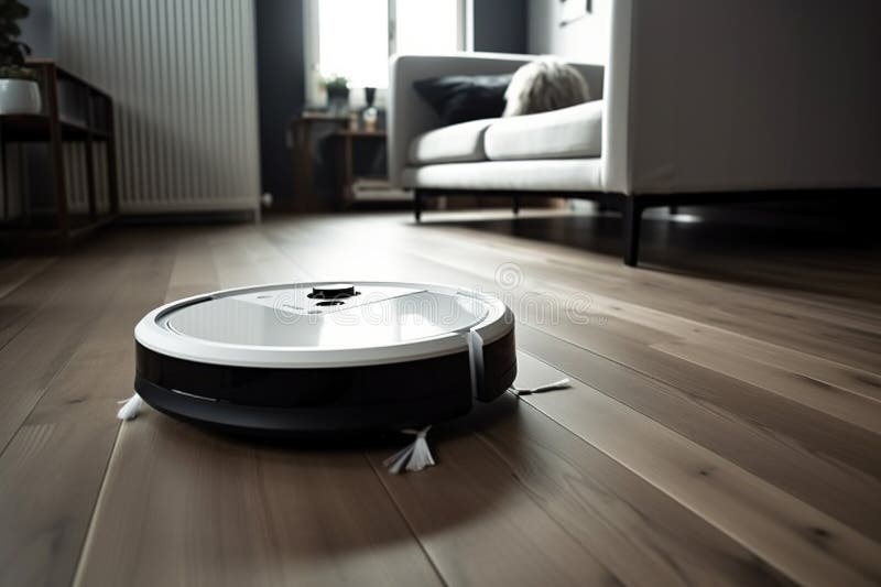 Robot Vacuum Cleaner in a Room. Generative AI Stock Illustration ...