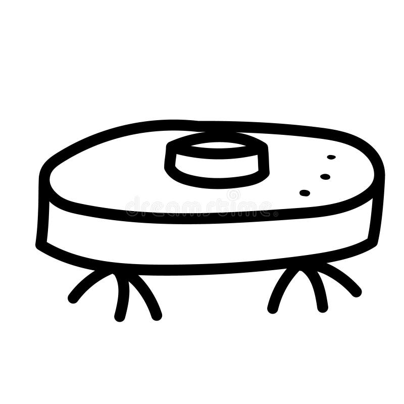 Robot Vacuum Cleaner. Vector Hand Drawn Doodle Style Element. Stock ...