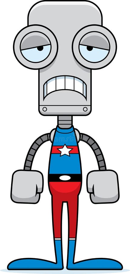 Robot Van Beeldverhaal De Droevige Superhero Vector Illustratie ...