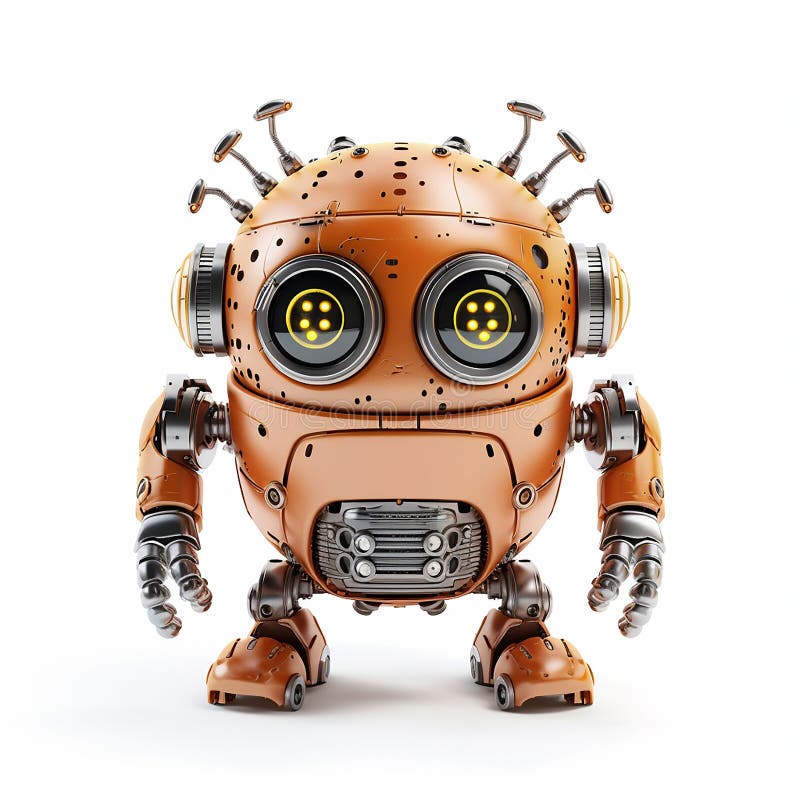 Robot with Various Gears in Abstract Design on Solid Color Background ...