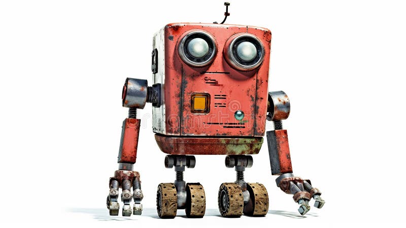 Robot with Various Gears in Abstract Design on Solid Color Background ...