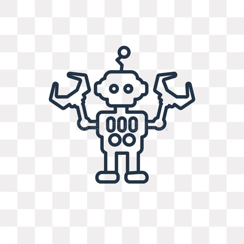 Robot Vector Icon Isolated on Transparent Background, Linear Rob Stock ...