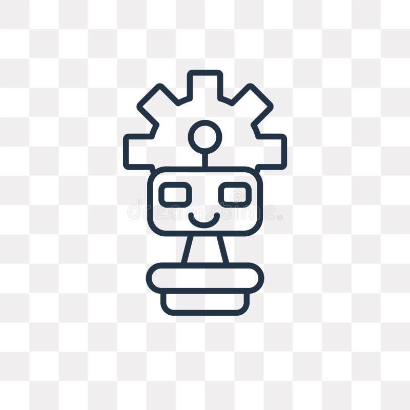 Robot Vector Icon Isolated on Transparent Background, Linear Rob Stock ...