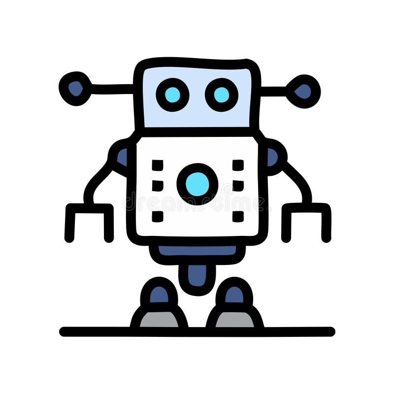 Robot Vector, Robotics Related Filled Design Editable Stroke Outline ...